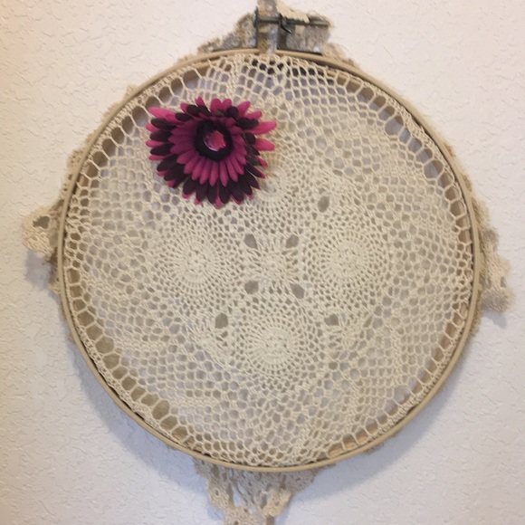 Hand Crafted | Wall Decor | Vintage Doily Wooden Hoop Crochet With ...